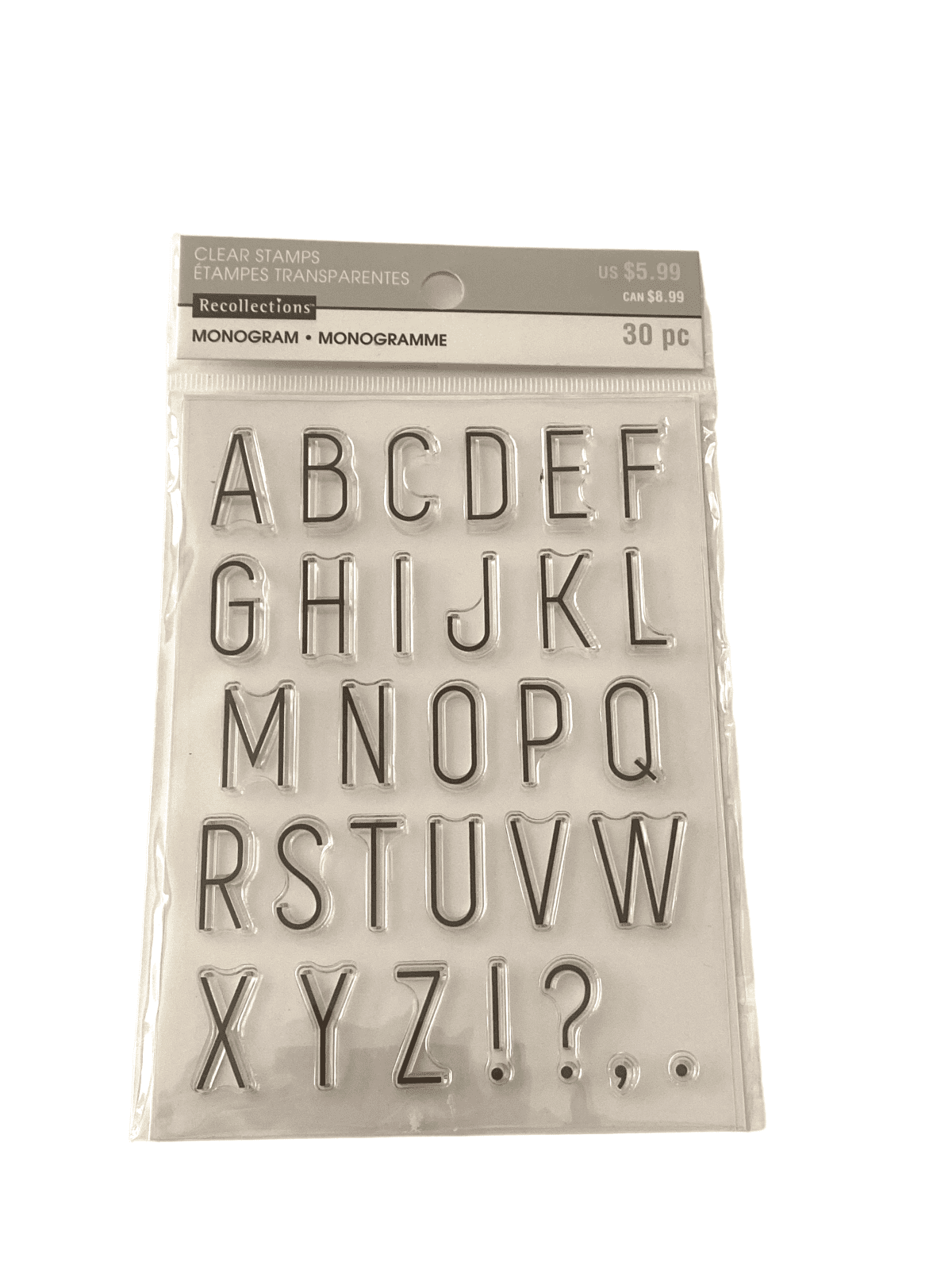 Recollections Black & Clear Monogram Alphabet Stickers - 30 Pieces ...