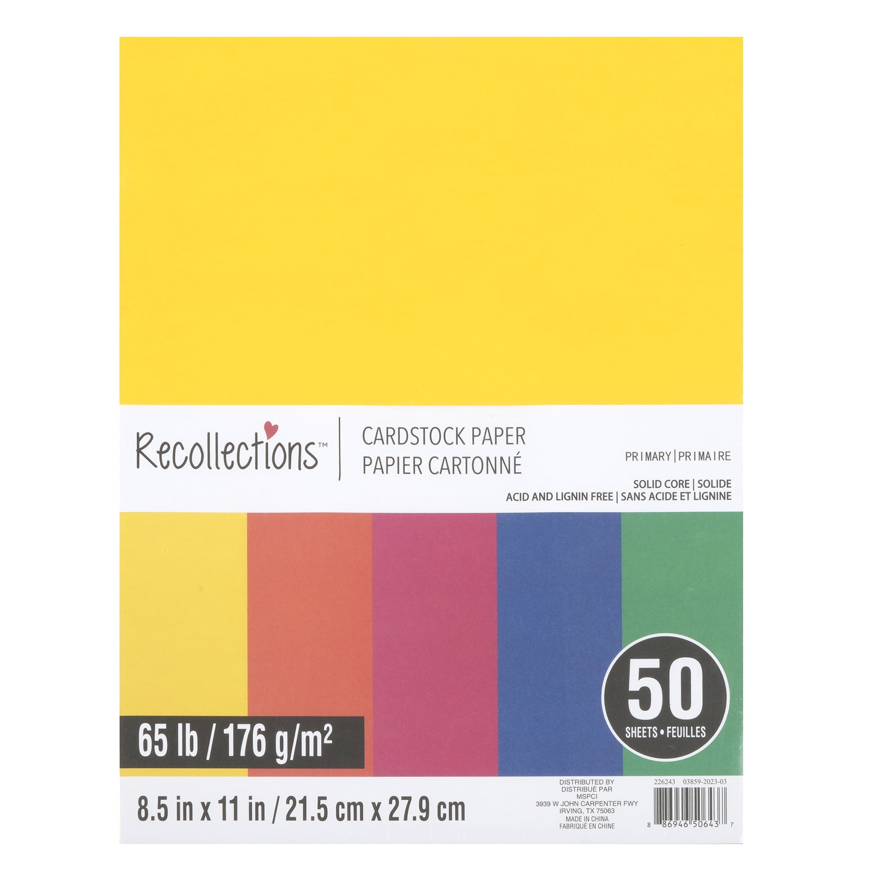 8.5" x 11" Primary Cardstock Paper by Recollections - Acid and Lignin ...
