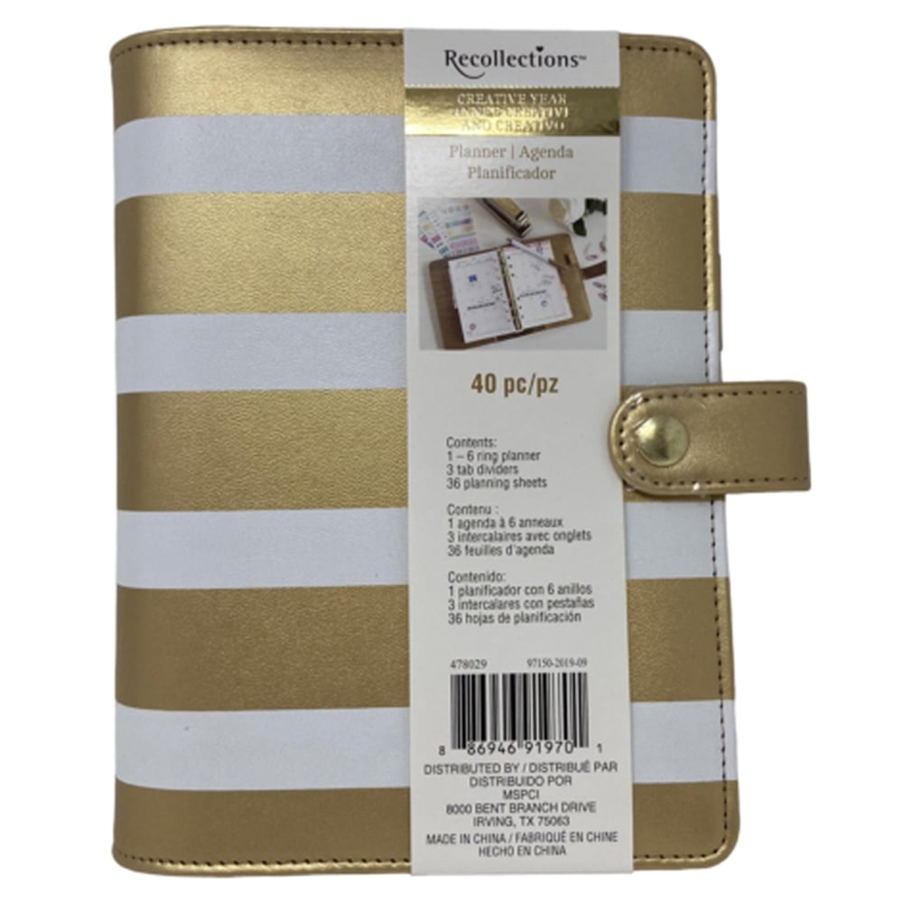 Recollections Gold and White Striped Creative Year Planner ~ 6 Ring ...