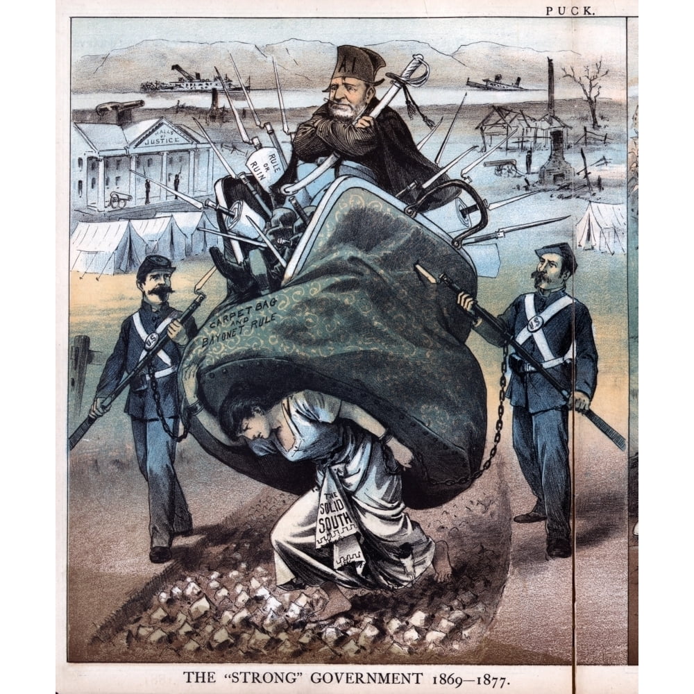Reconstruction. Cartoon Of A Woman The Solid South Carrying Ulysses S ...