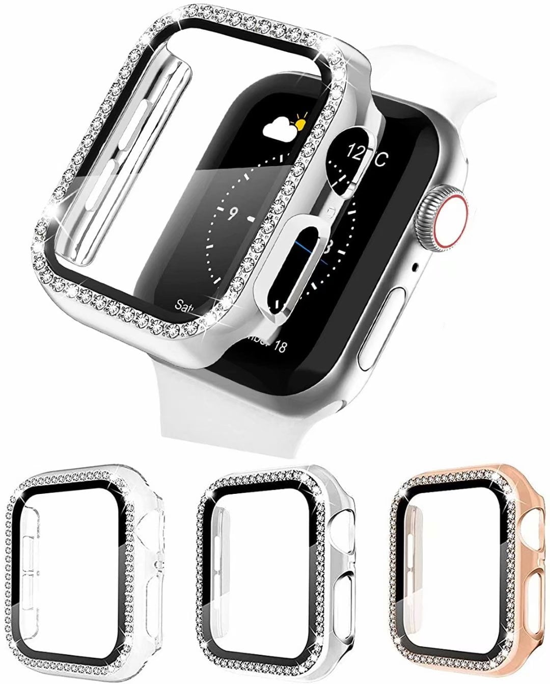 Recoppa 3 Pack Bling Rhinestone Case Protector w/ Tempered Glass ...