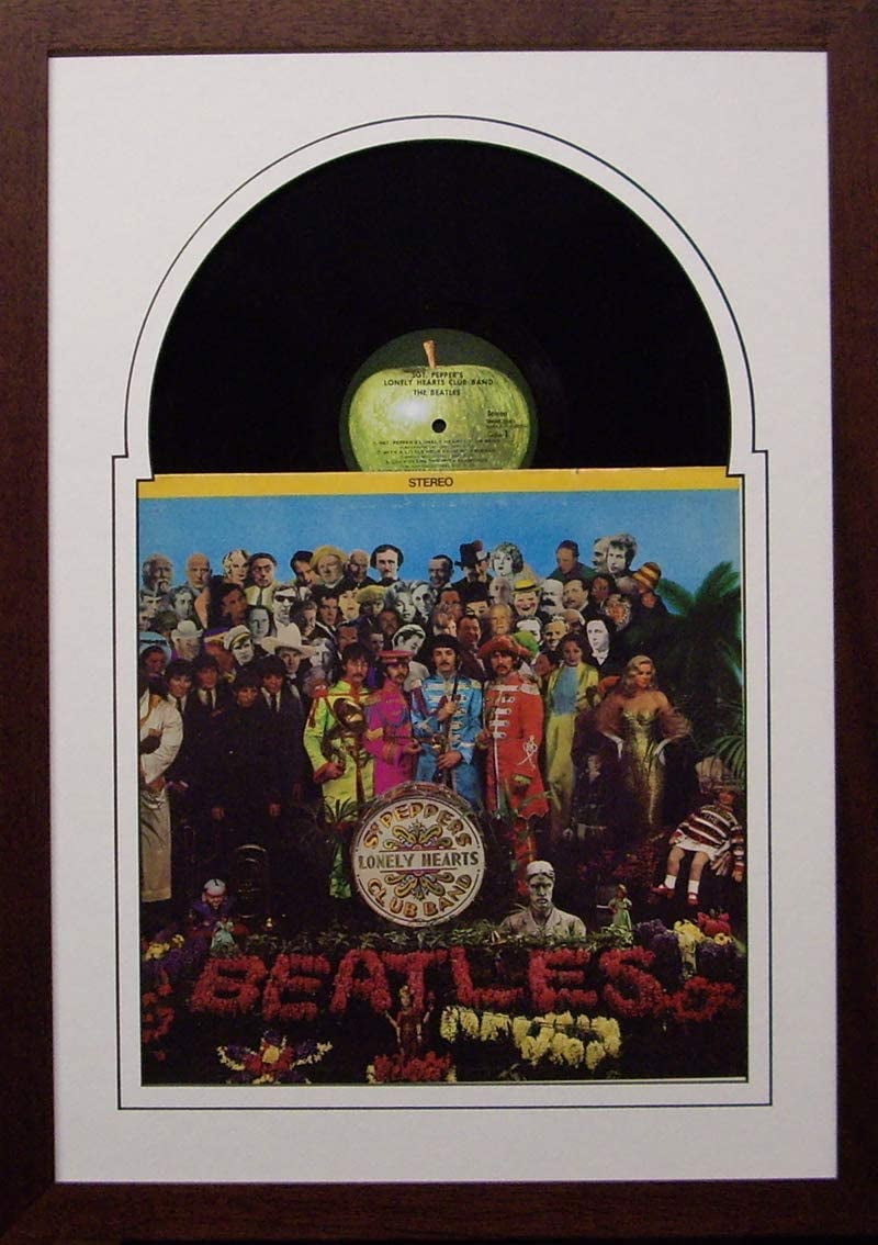 Record Album Display Frame"Jukebox Style Matting" Solid Wood Frame and ...