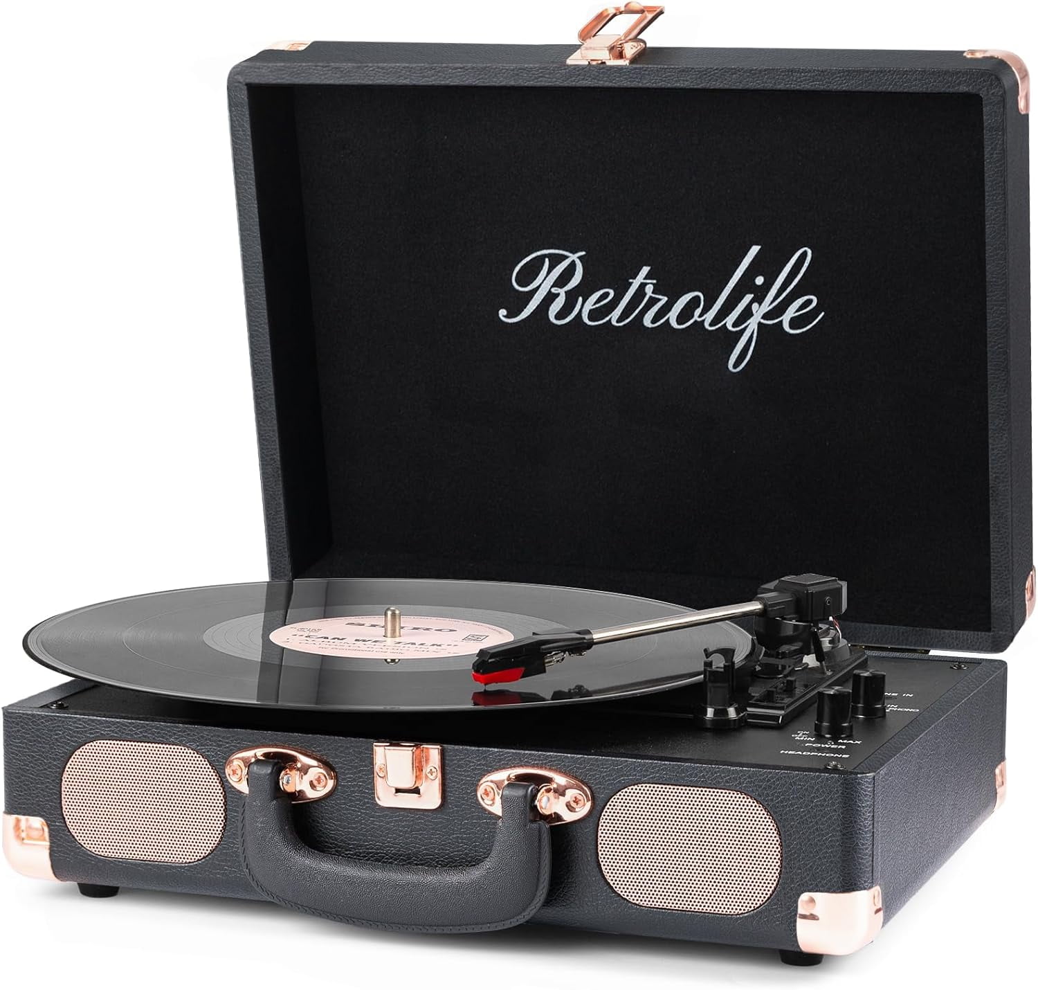 Record Player Bluetooth Portable Suitcase Vinyl Player with Built-in ...