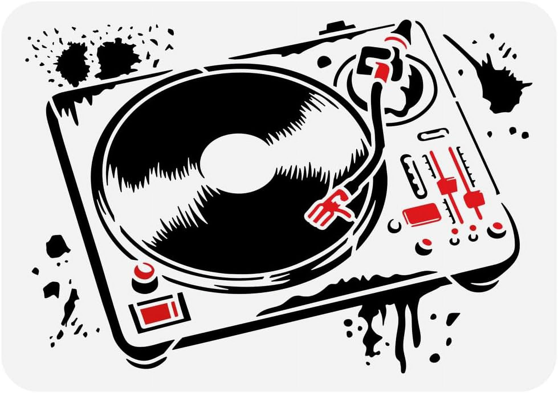 Record Player Painting Stencil 8.3x11.7inch Reusable Graffiti Turntable ...