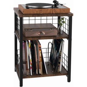 Free Shipping! Oumilen 2-Tier Turntable Stand with Wheels, Sockets, USB ...