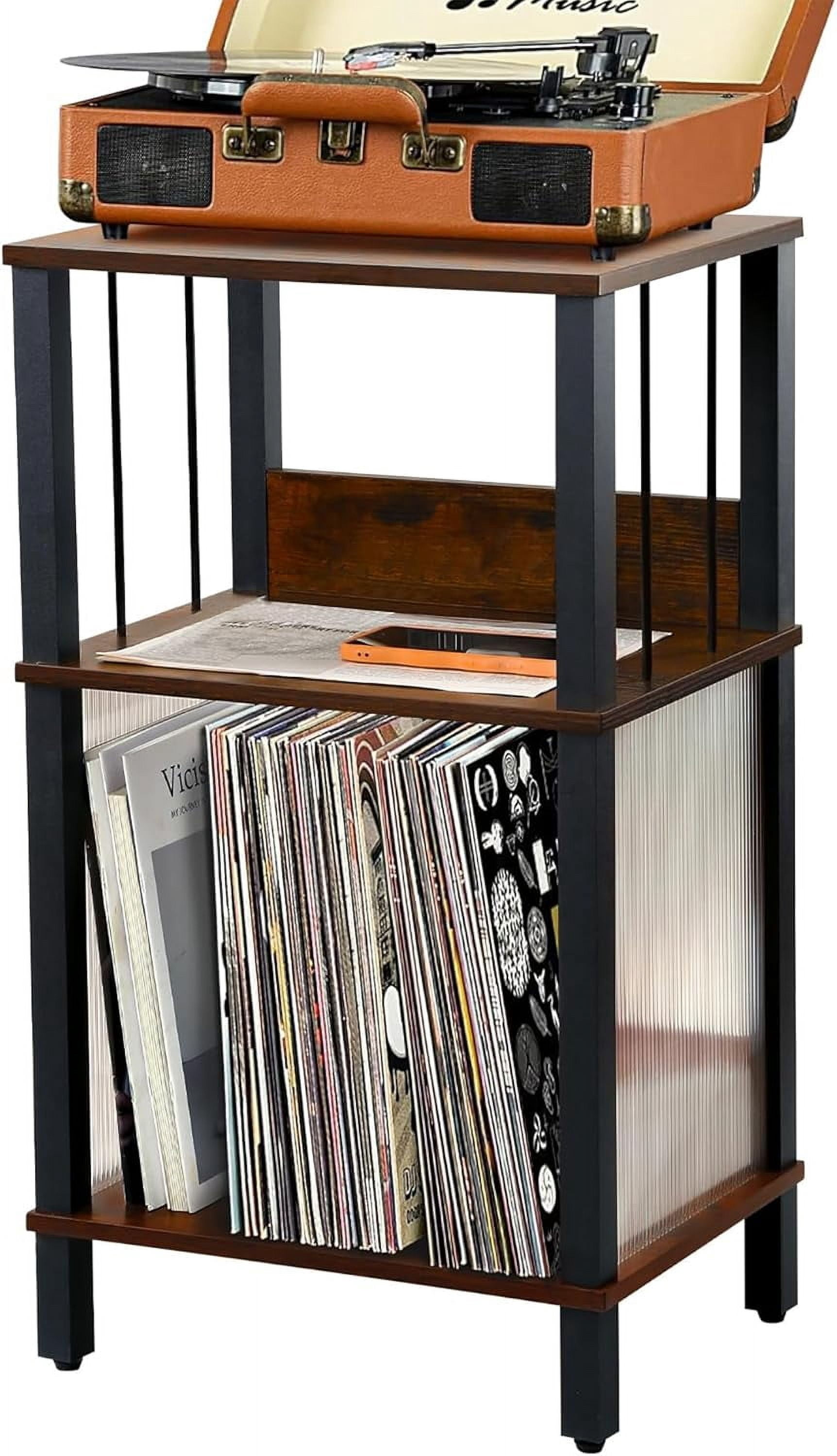 Record Player Stand , 3 Tier End Table with Vinyl Record Holder, Record ...