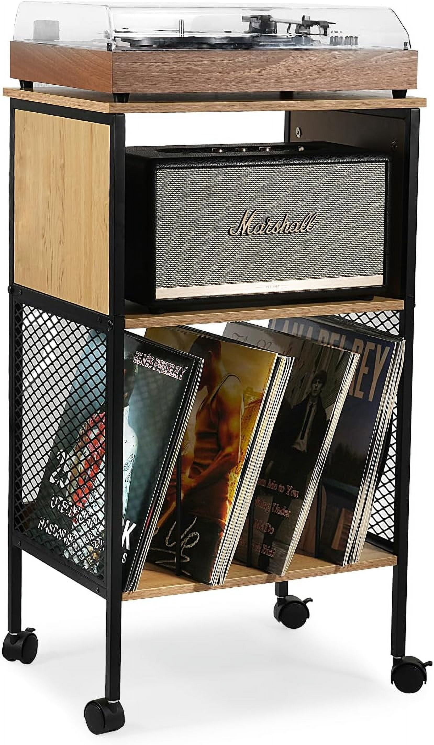 Record Player Stand, 3 Tier End Table, Vinyl Record Storage Hold Up to ...