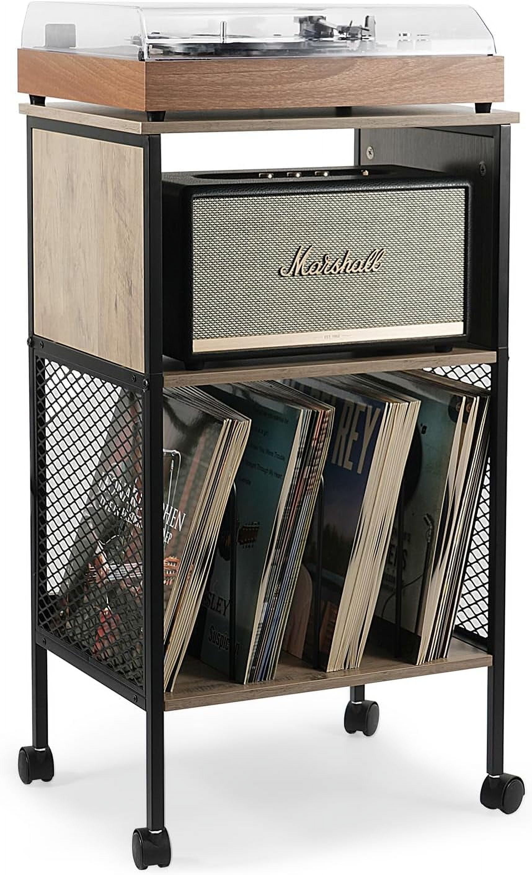Record Player Stand, 3 Tier End Table, Vinyl Record Storage Hold Up to ...