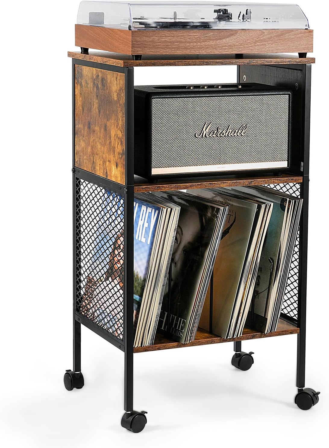 Record Player Stand, 3 Tier End Table, Vinyl Record Storage Hold Up to ...