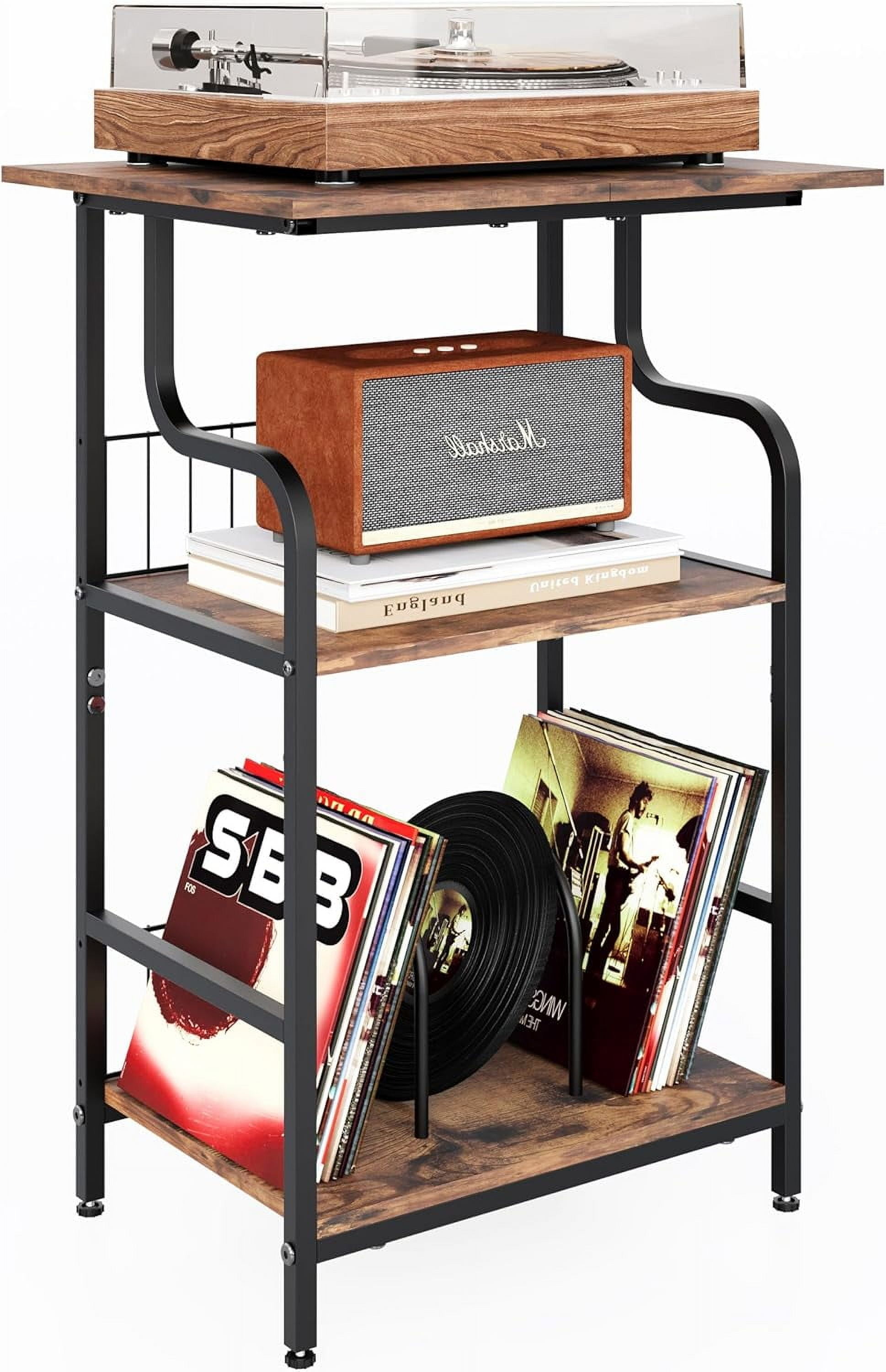 Record Player Stand, 3-Tier Record Player Table, Vinyl Record Storage ...