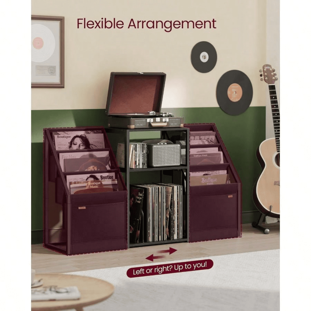 Record Player Stand, 3-Tier Side Table, Vinyl Record Storage Up To 140 ...