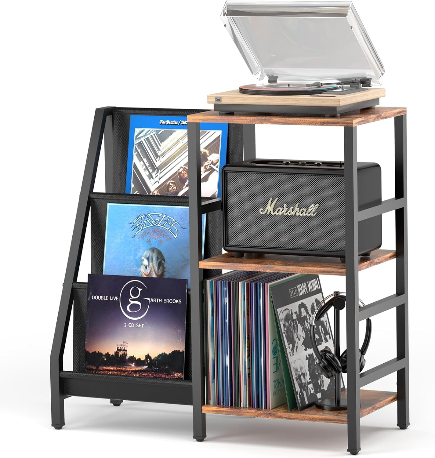 Record Player Stand with 3-Tier Storage, Turntable Display Shelf for ...