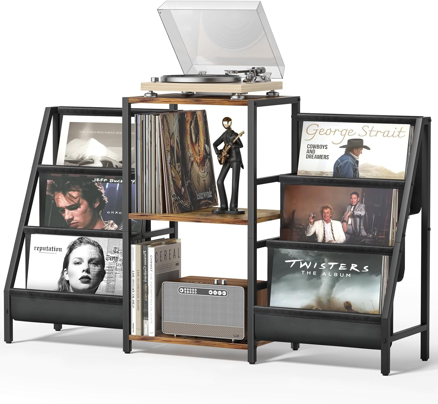 Record Player Stand, 6-Tier Vinyl Record Storage Up to 280 Records ...