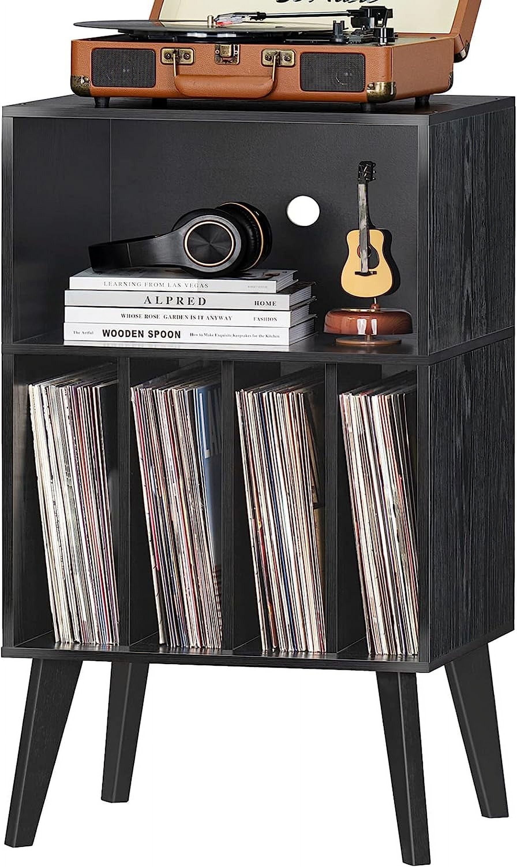 Record Player Stand, Black Turntable Stand Holds up to 160 Albums, Mid ...