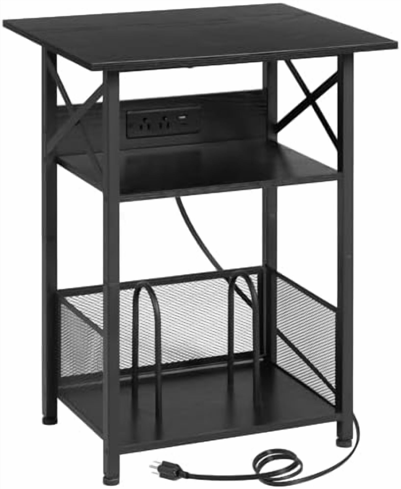 Record Player Stand with Charging Station, Large Turntable Stand with ...