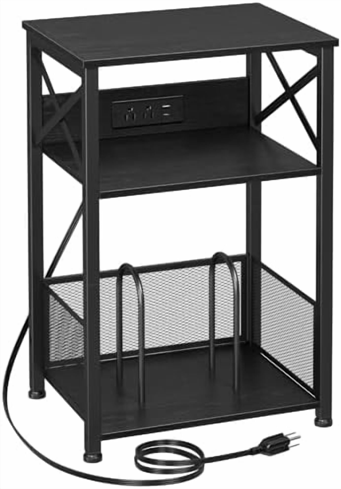 Record Player Stand with Charging Station, Turntable Stand with Storage ...