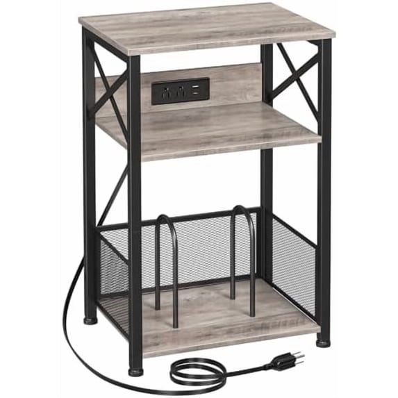 Record Player Stand with Charging Station, Turntable Stand with Storage ...