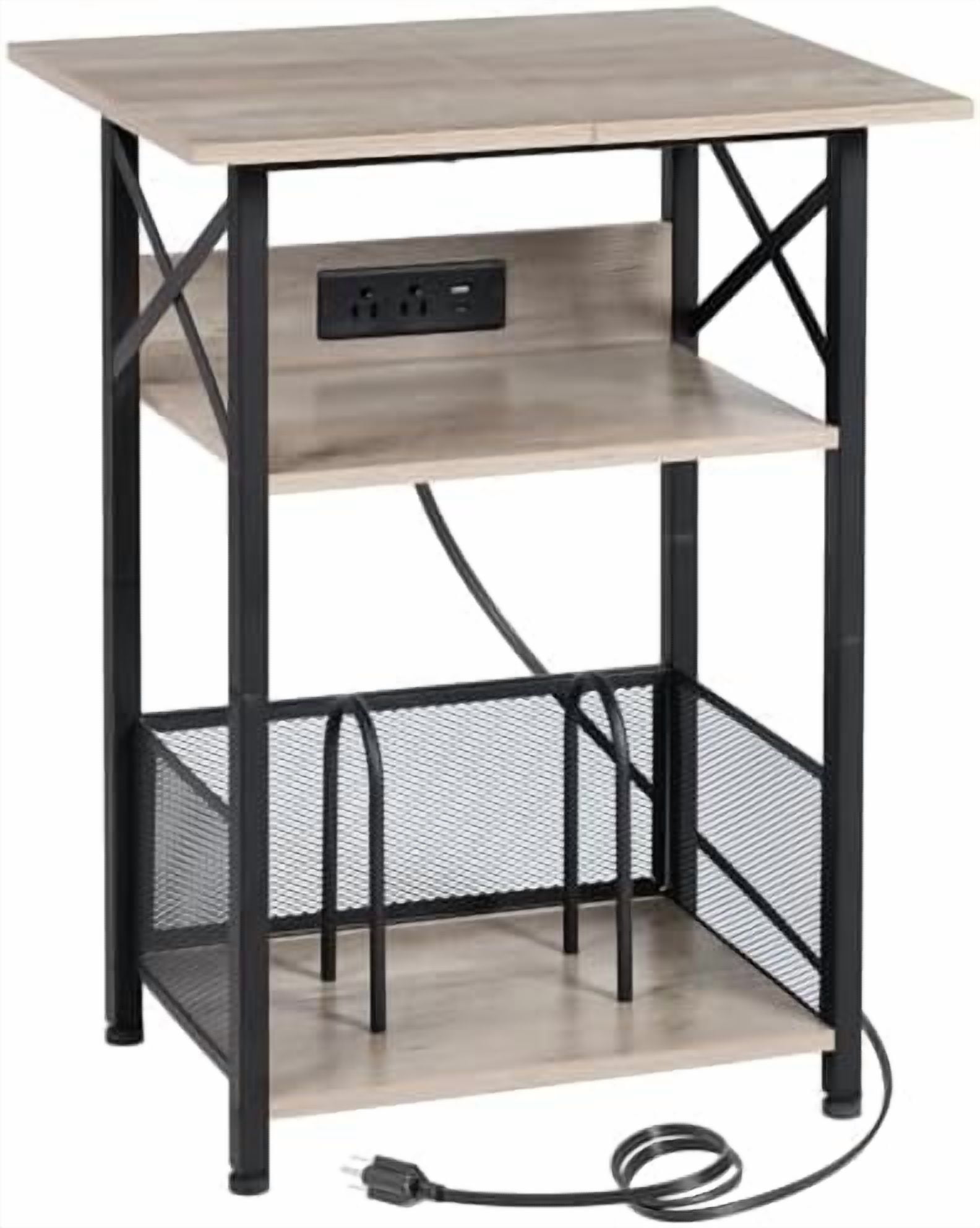 Record Player Stand with Charging Station, Turntable Stand with Storage ...