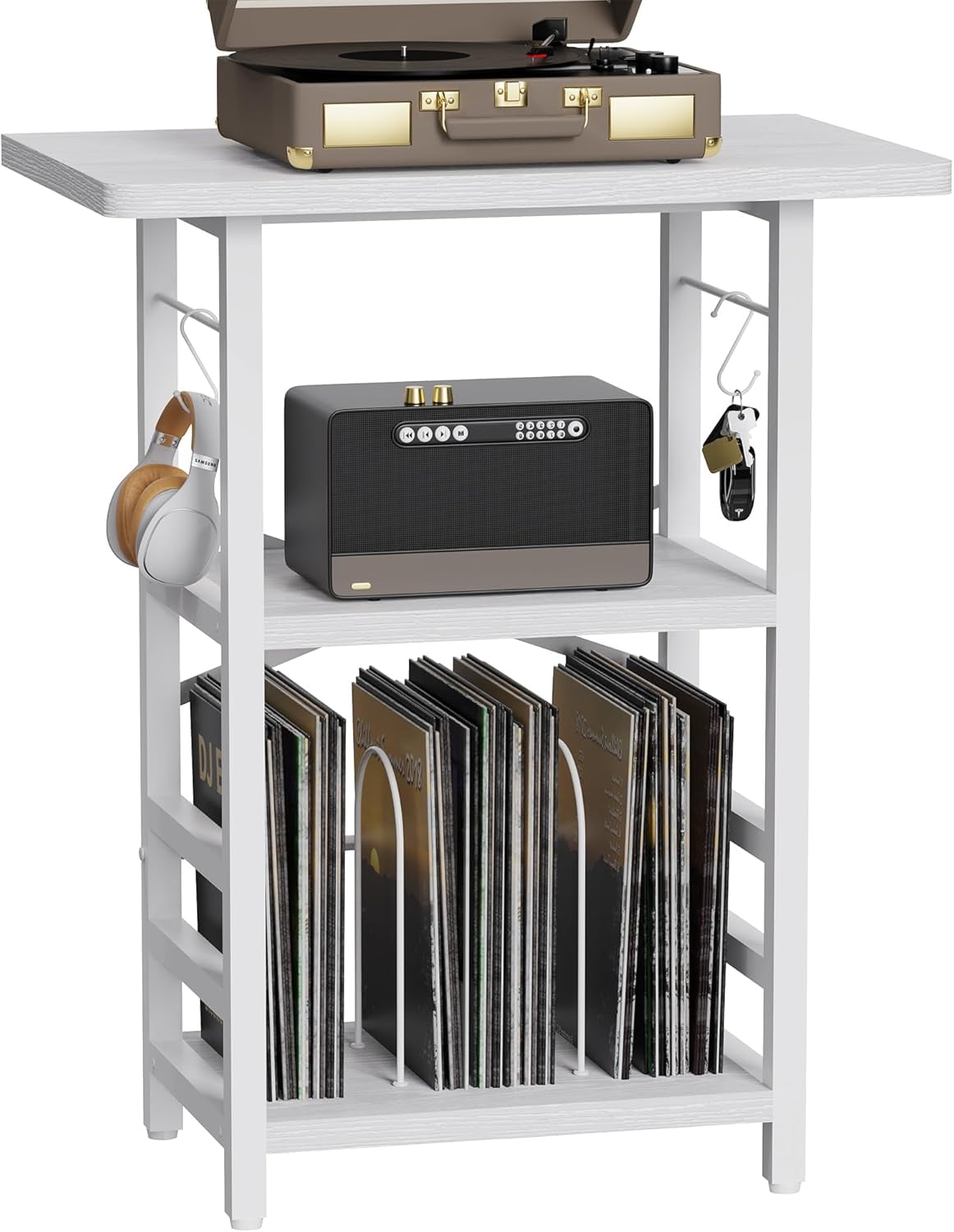 Record Player Stand with Extended Desktop,Large Record Player Table ...