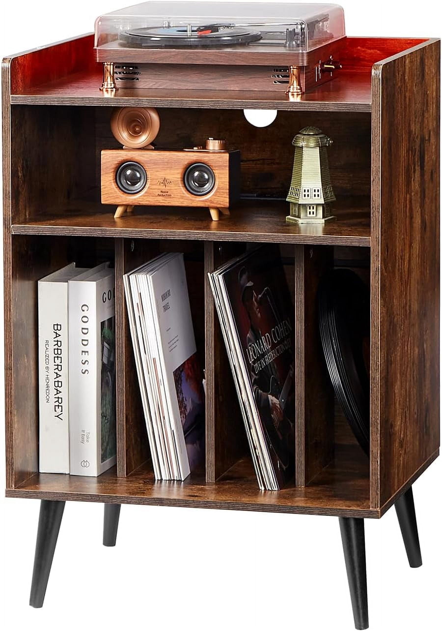 Record Player Stand with LED Light, 3 Tiers Turntable Stand with ...