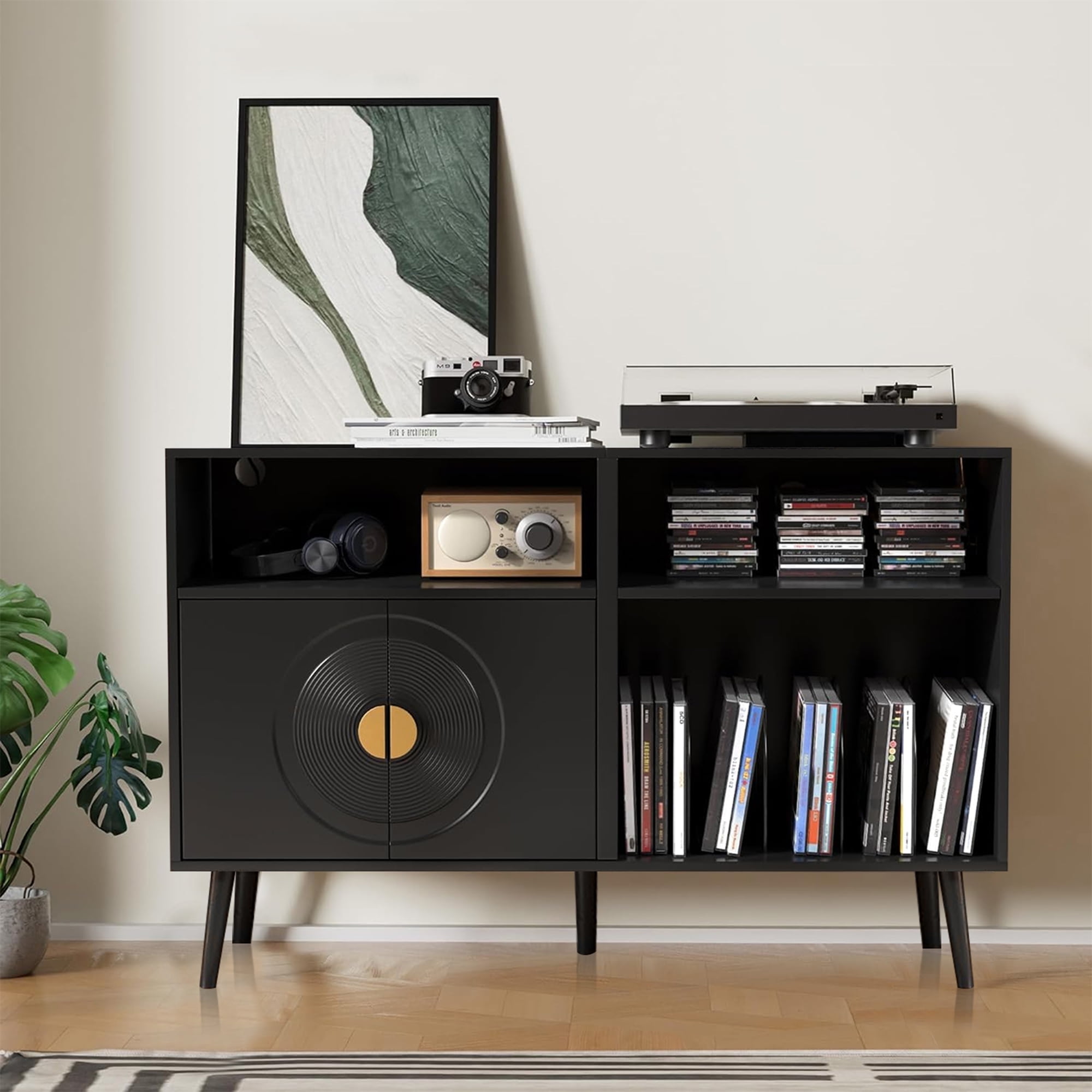 Record Player Stand, Large Turntables Stand with Vinyl Record Storage ...