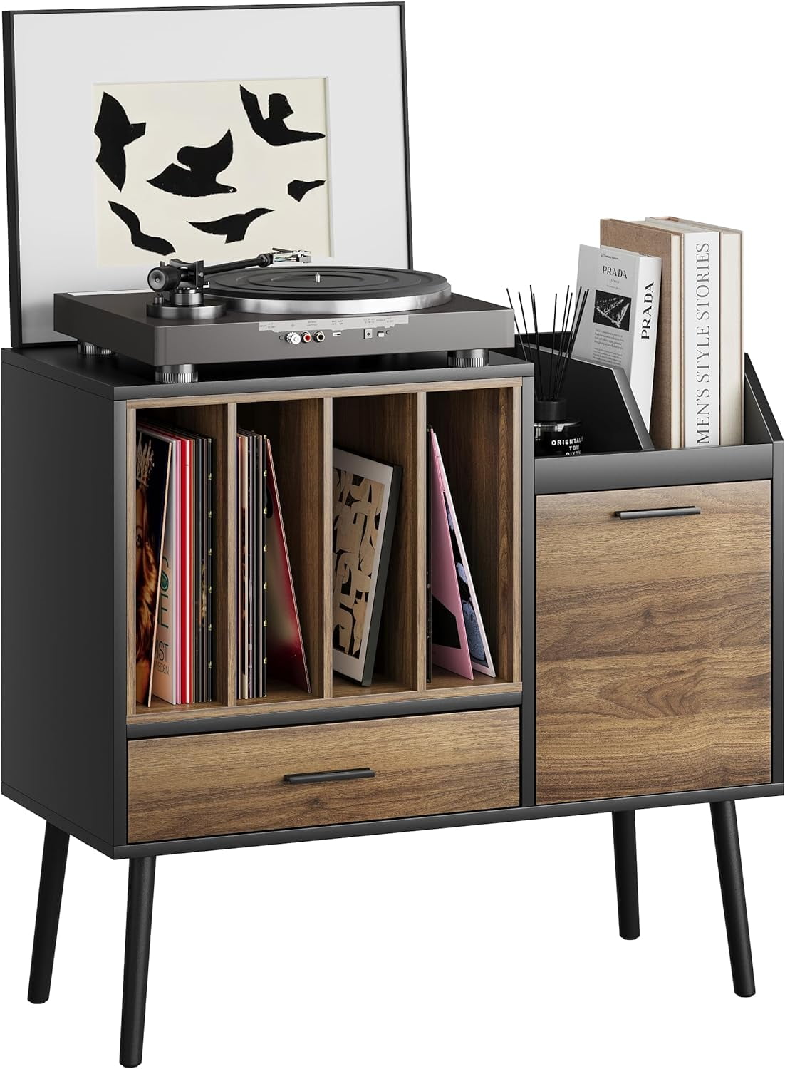 Record Player Stand with Nesting Vinyl Storage Crate, Record Player ...