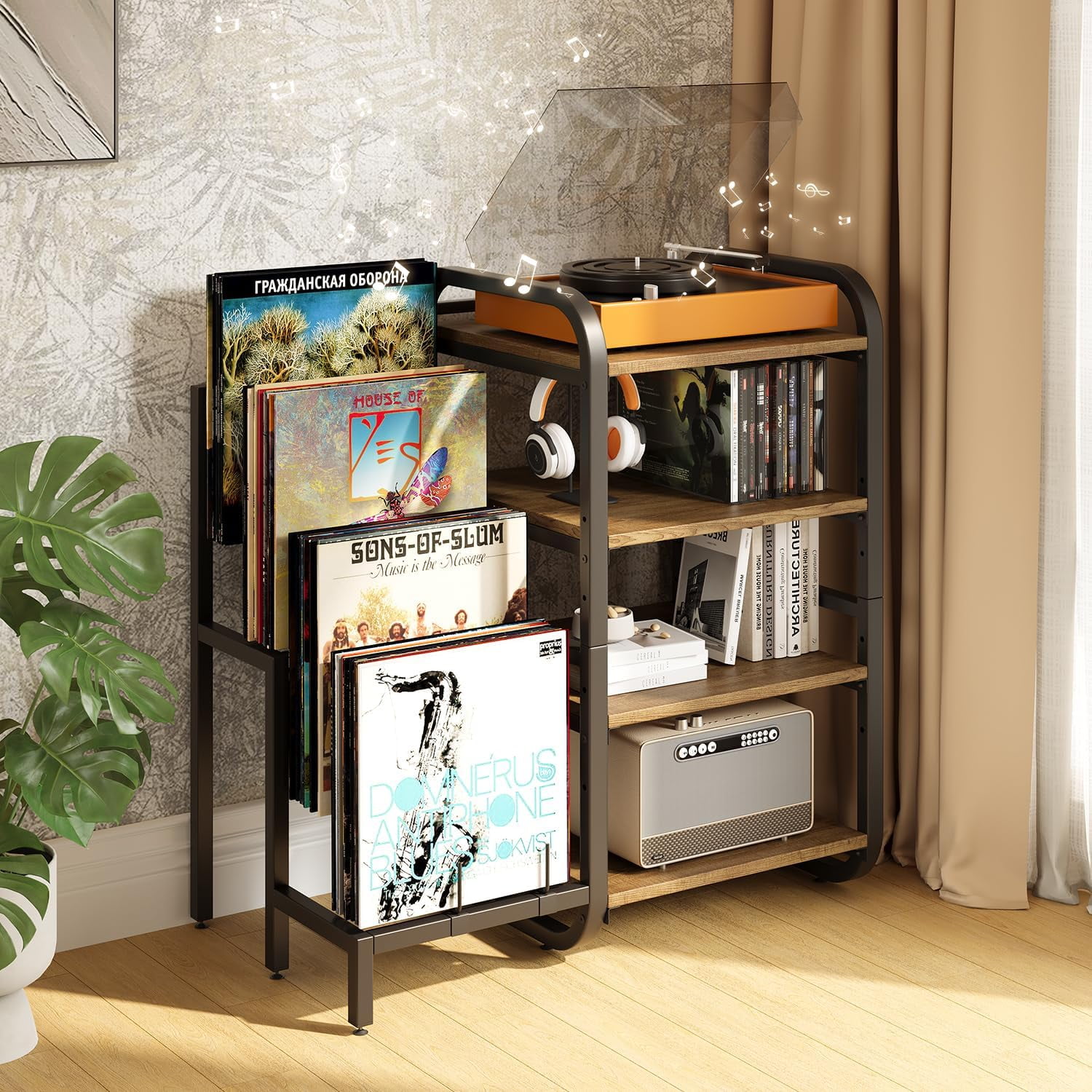 Record Player Stand, Record Player Table with Vinyl Record Storage ...