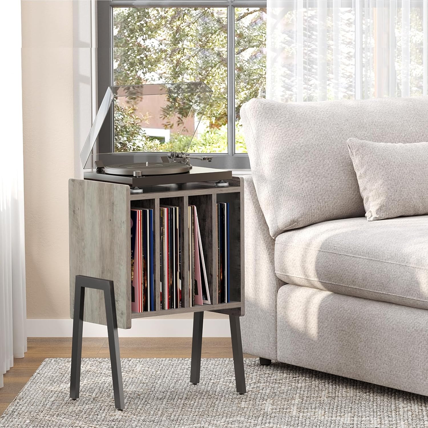 Record Player Stand, Record Storage Table, End Table with Vinyl Holder ...