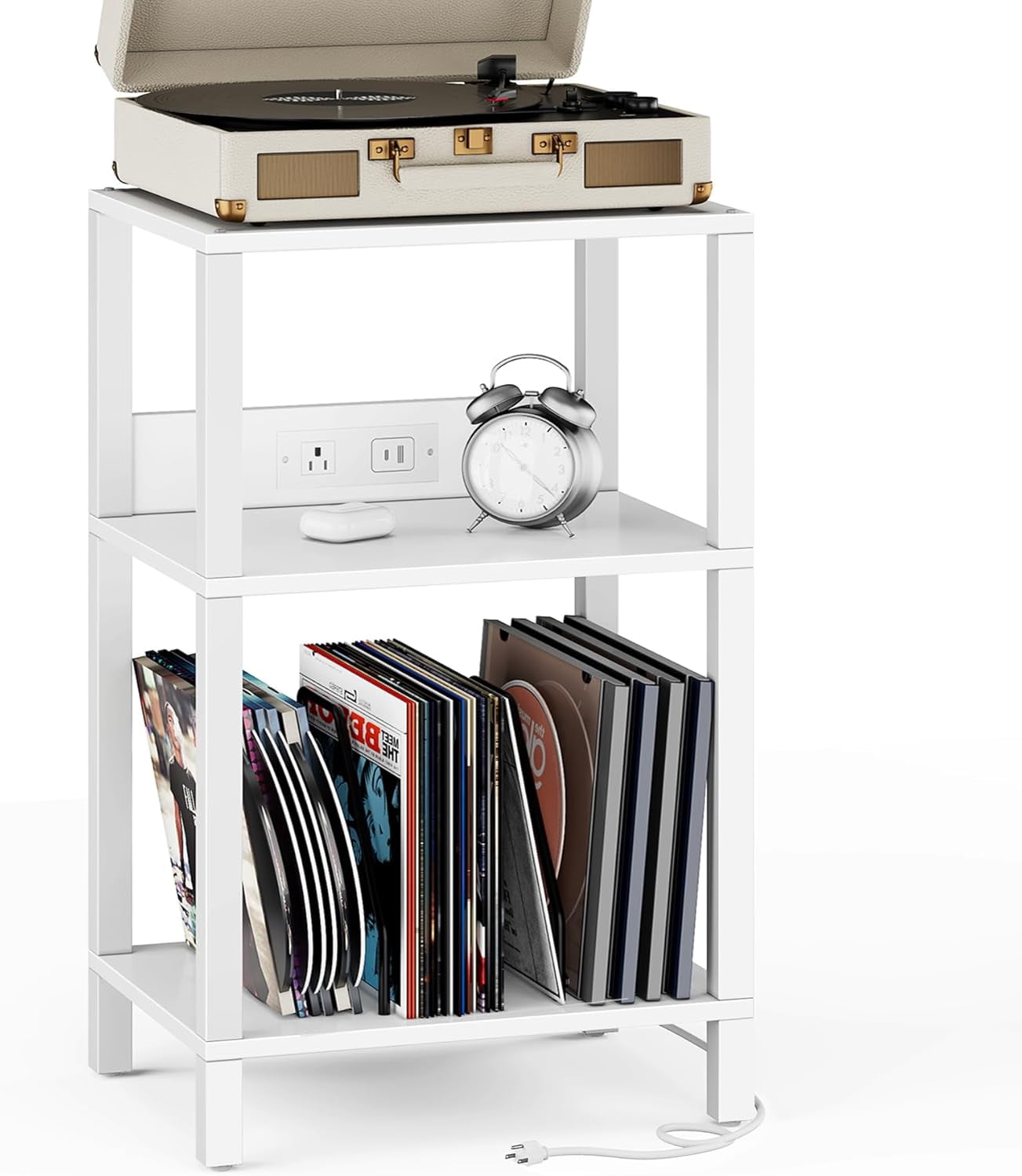 Record Player Stand with Storage Up to 100 Albums，Record Storage Table ...