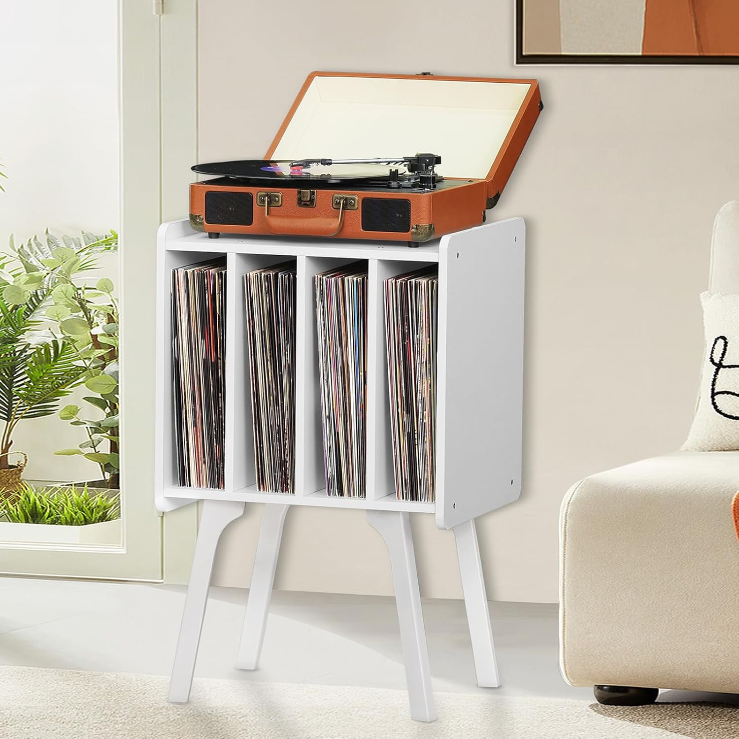 Record Player Stand with Storage Holds Up to 80 Albums, Turntable Stand ...