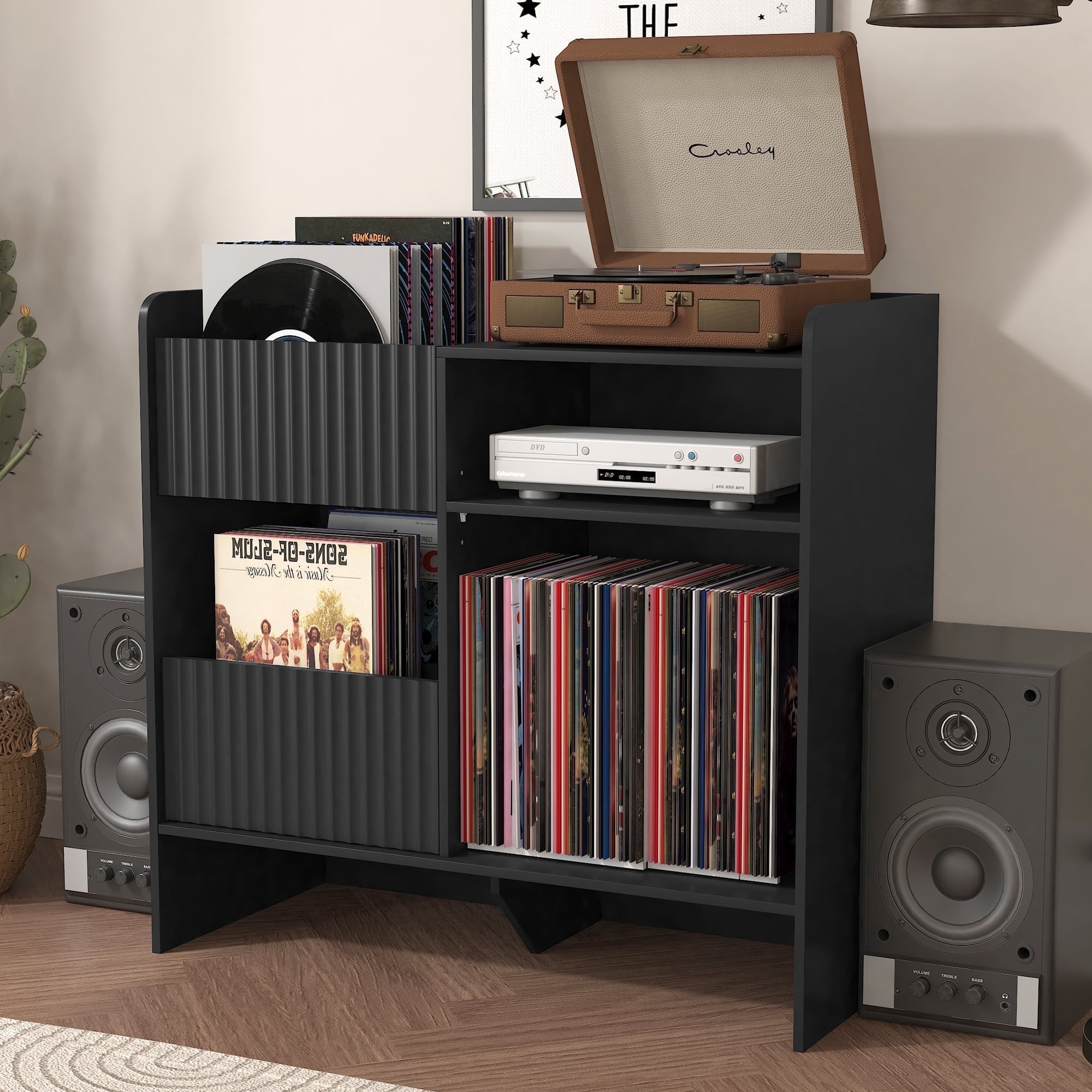 BOMETAO Record Player Stand, Turntable Stand with Record Storage for ...