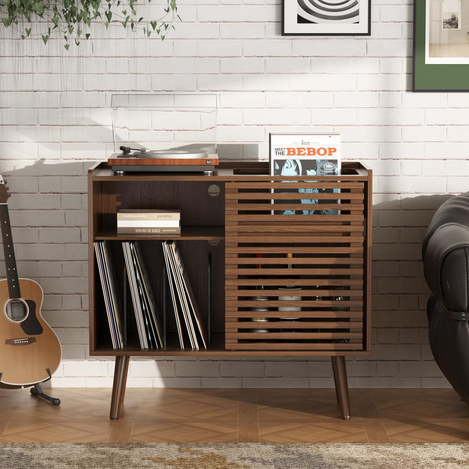 Record Player Stand, Record Player Table with Power Outlet, Record ...