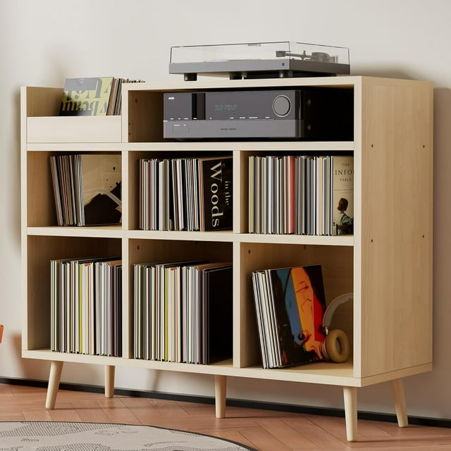 Record Player Stand Turntable Shelf with Vinyl Storage up to 500 Albums ...
