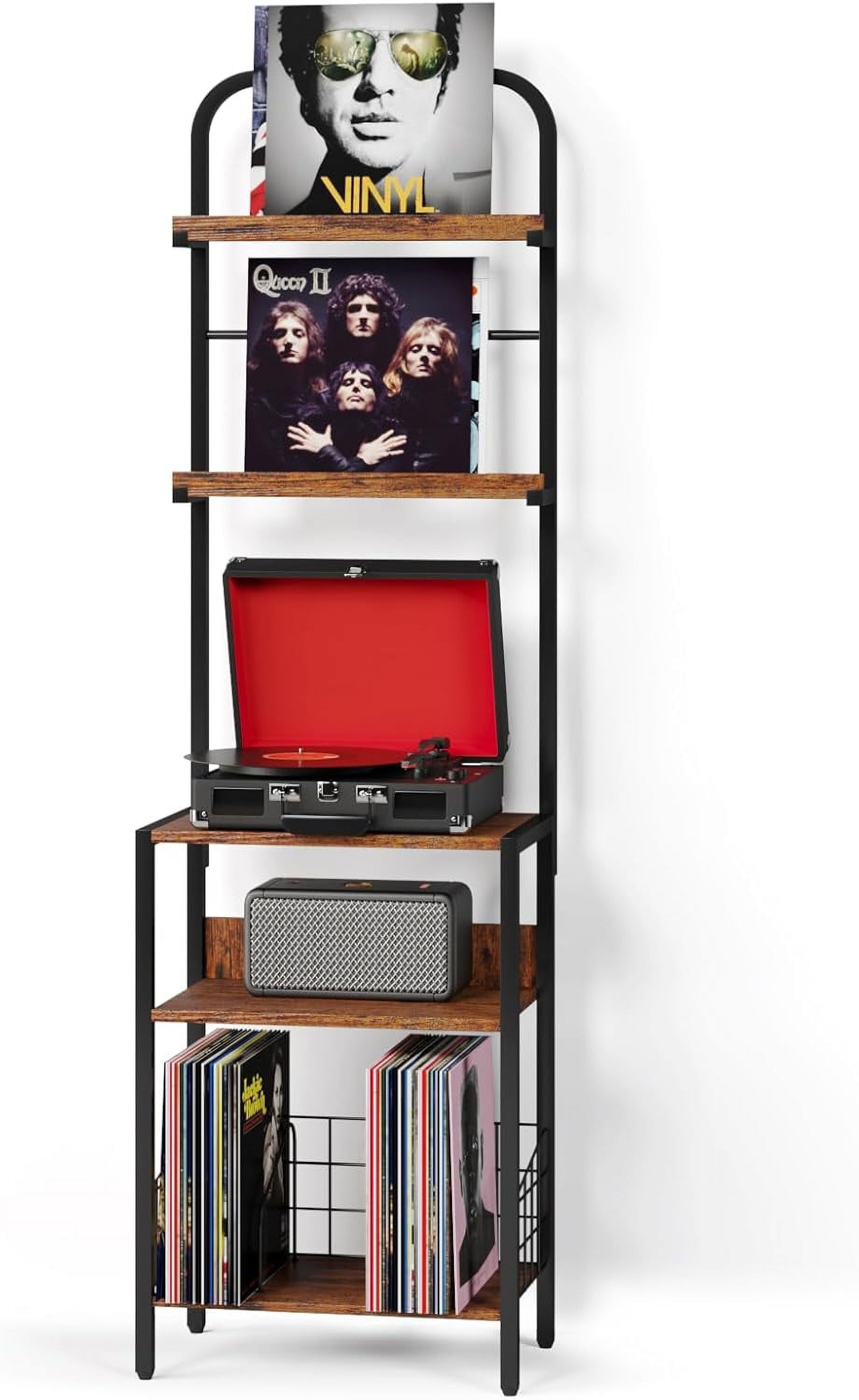 Record Player Stand, Turntable Stand with 2-Tier Vinyl Record Storage ...