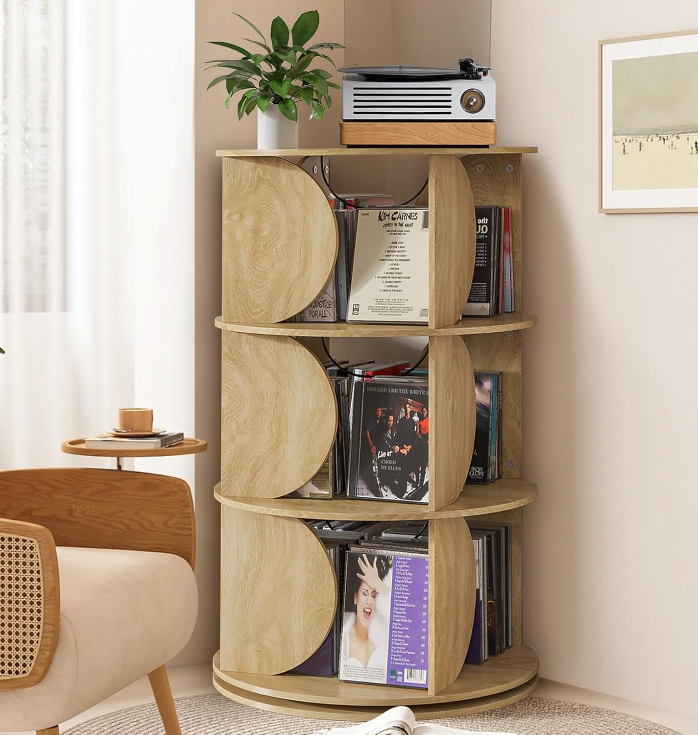 Record Player Stand,Turntable Stand with 3-Tier Vinyl Record Storage ...