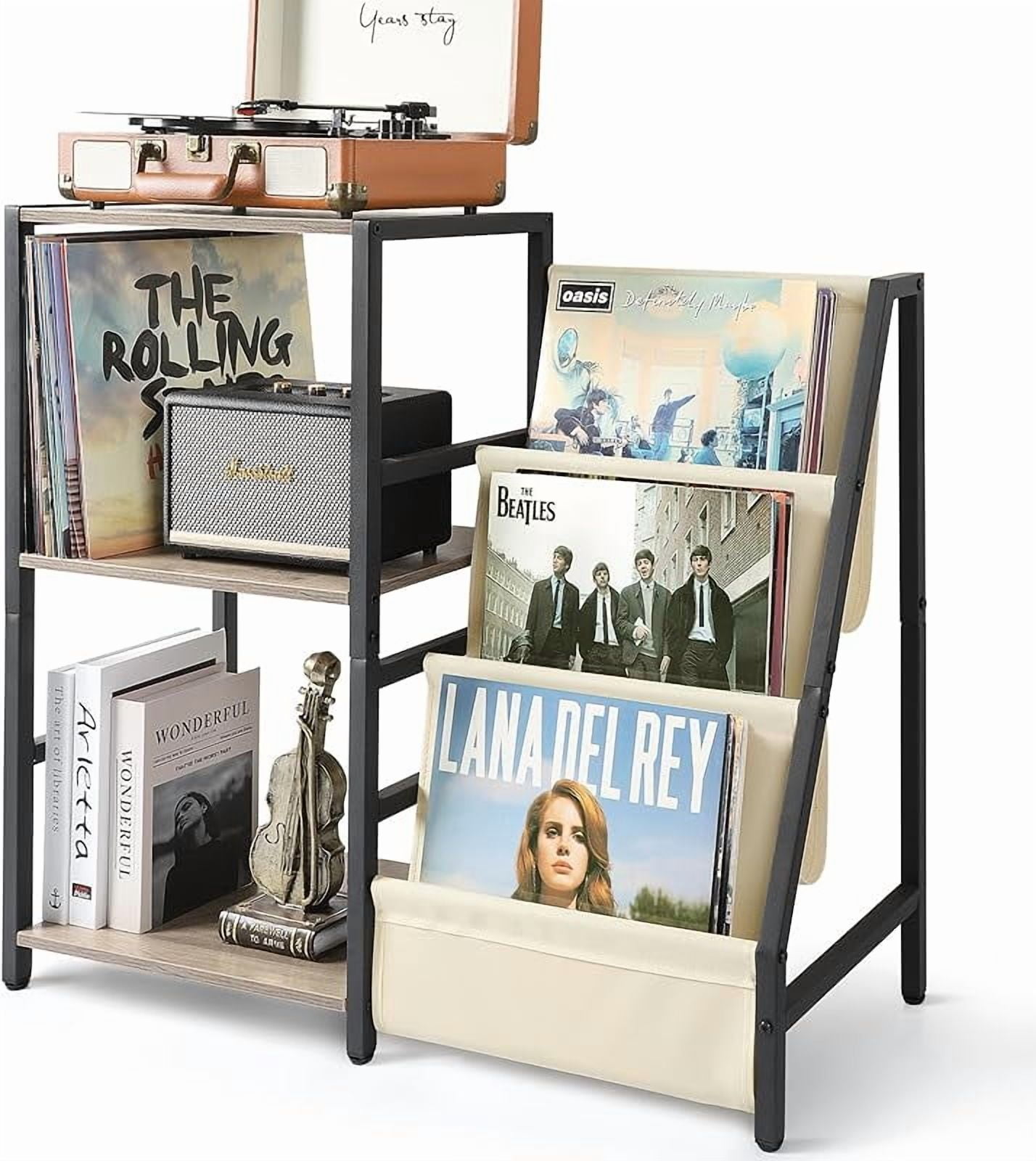 Record Player Stand, Turntable Stand with 3-Tier Vinyl Record Storage ...