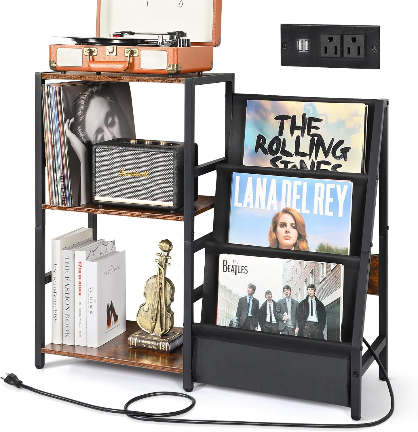 Record Player Stand, Turntable Stand with 3-Tier Vinyl Record Storage ...