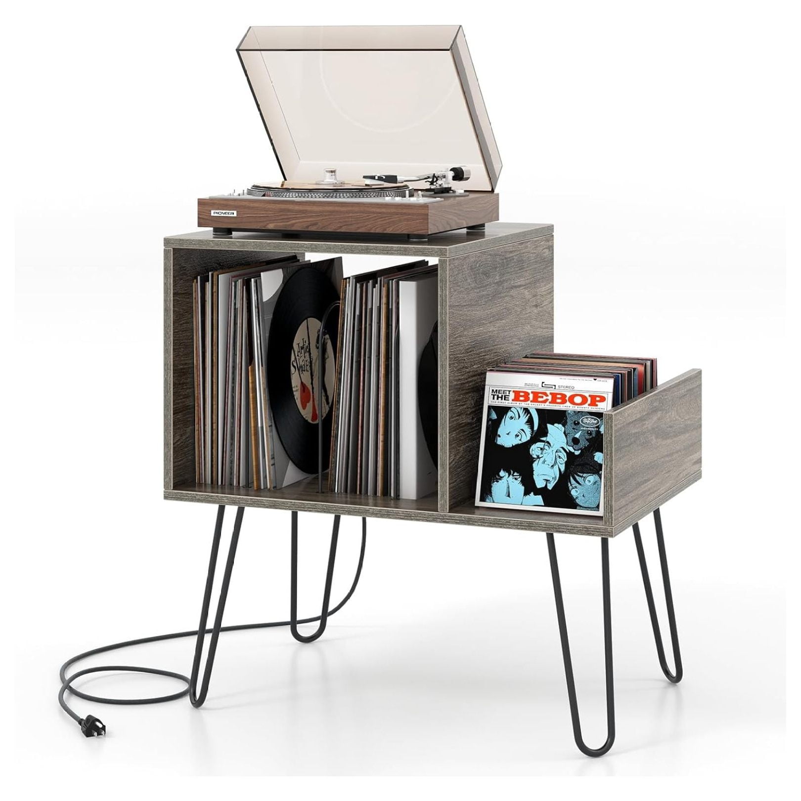 Record Player Stand, Turntable Stand with Charging Station, Vinyl ...