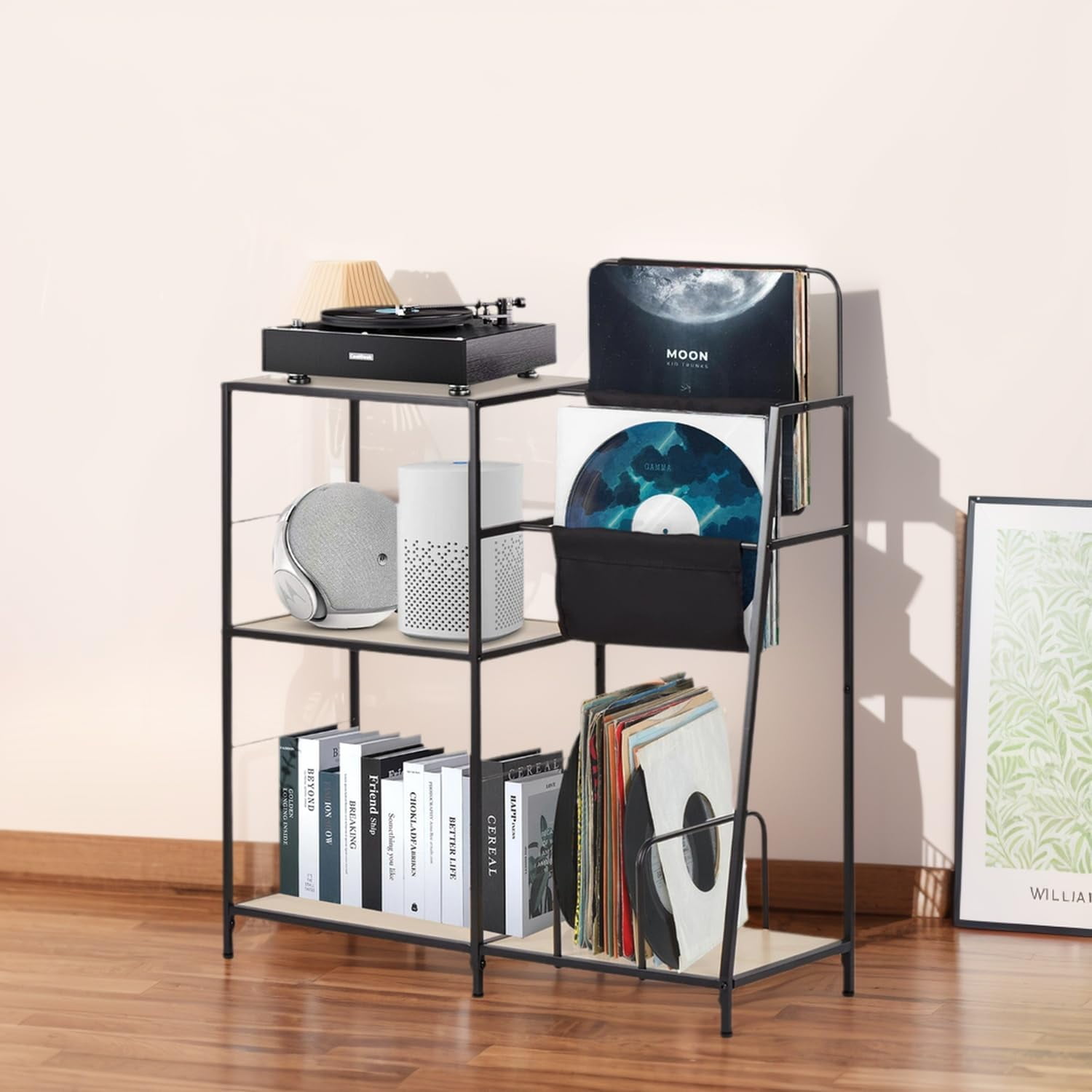 Record Player Stand, Turntable Stand Holds Up to 200 Albums with 3 ...