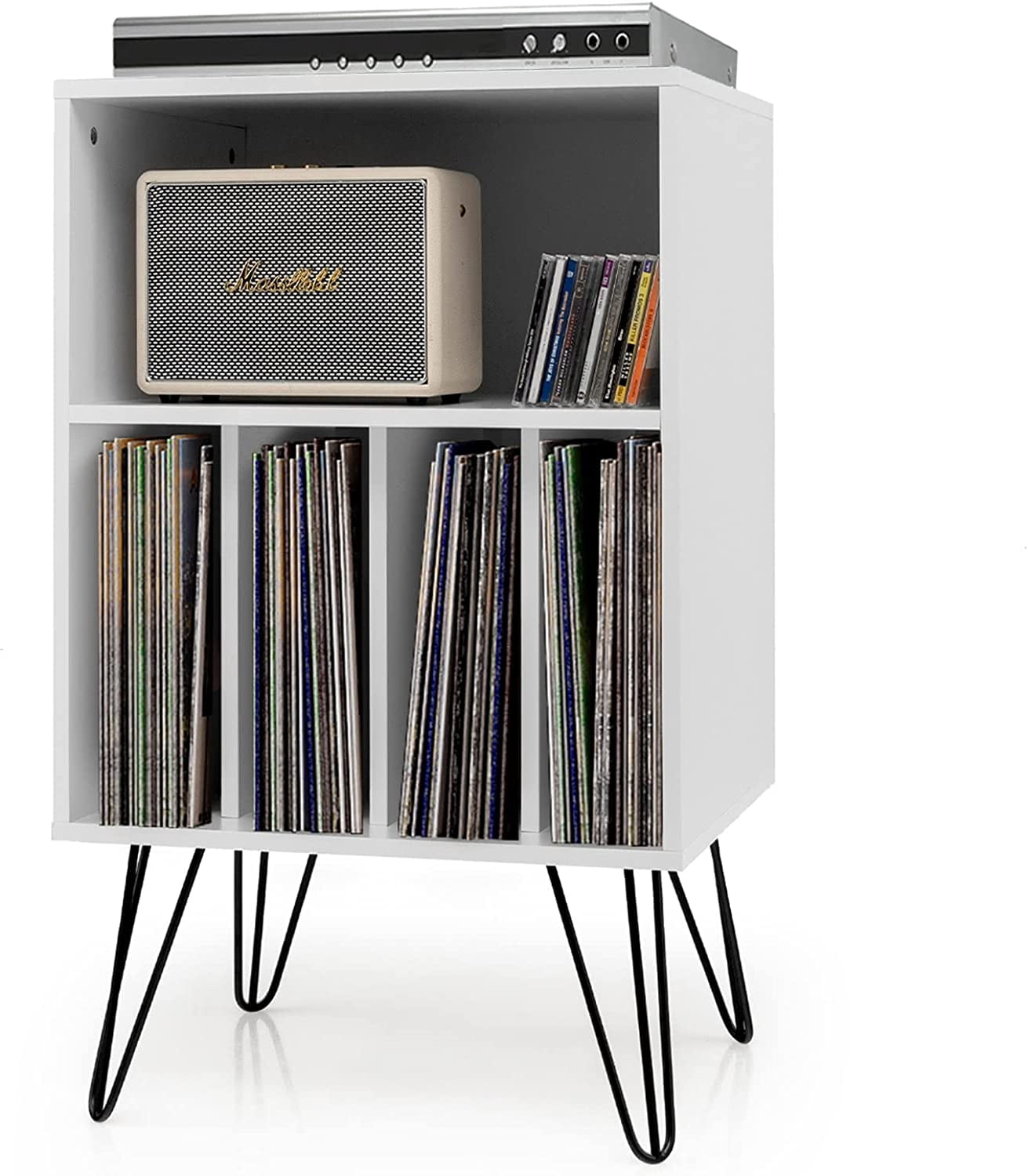 Record Player Stand, Turntable Stand with Metal Legs, Vinyl Record ...