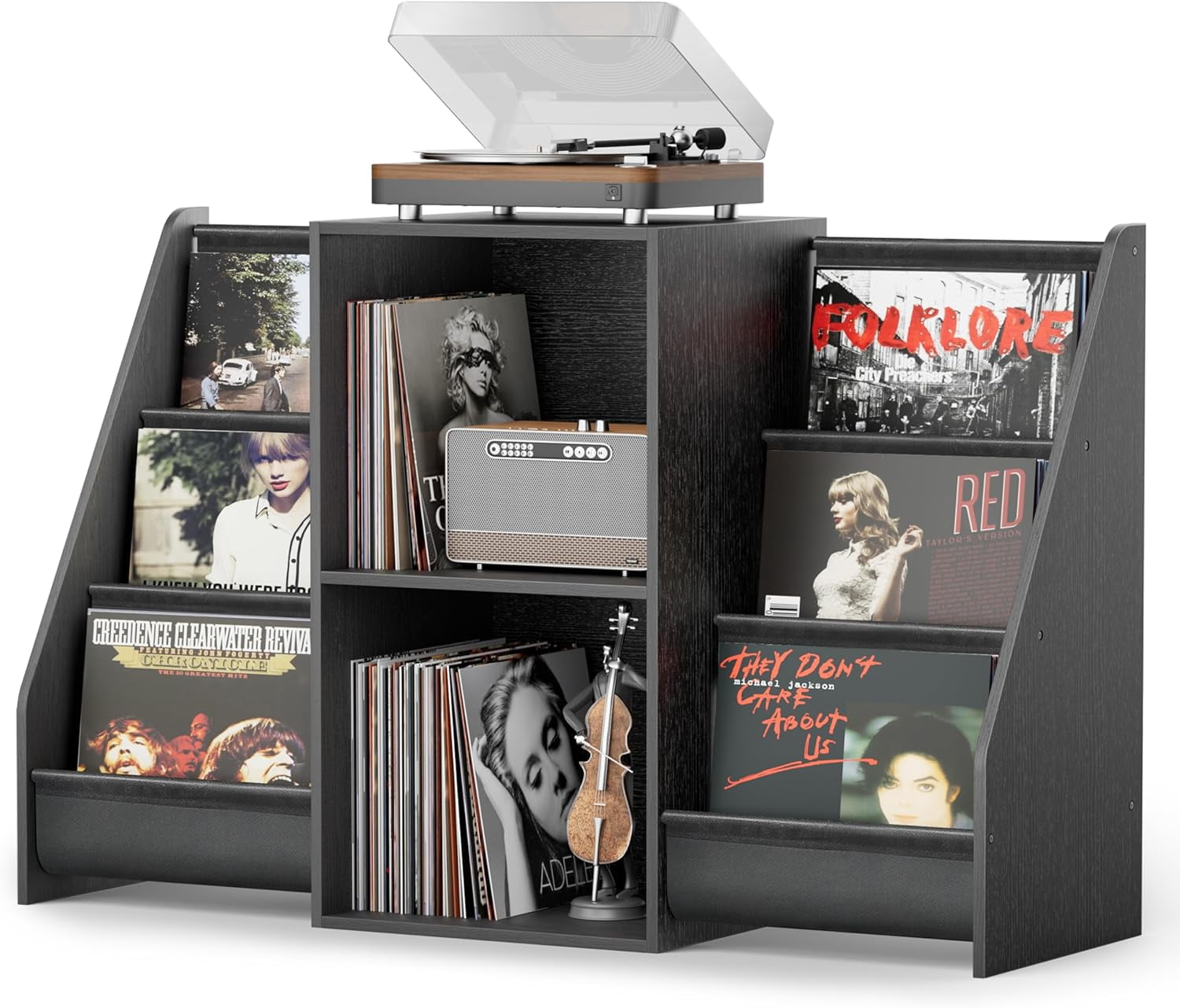 Record Player Stand Turntable Stand with Vinyl Record Storage Albums ...
