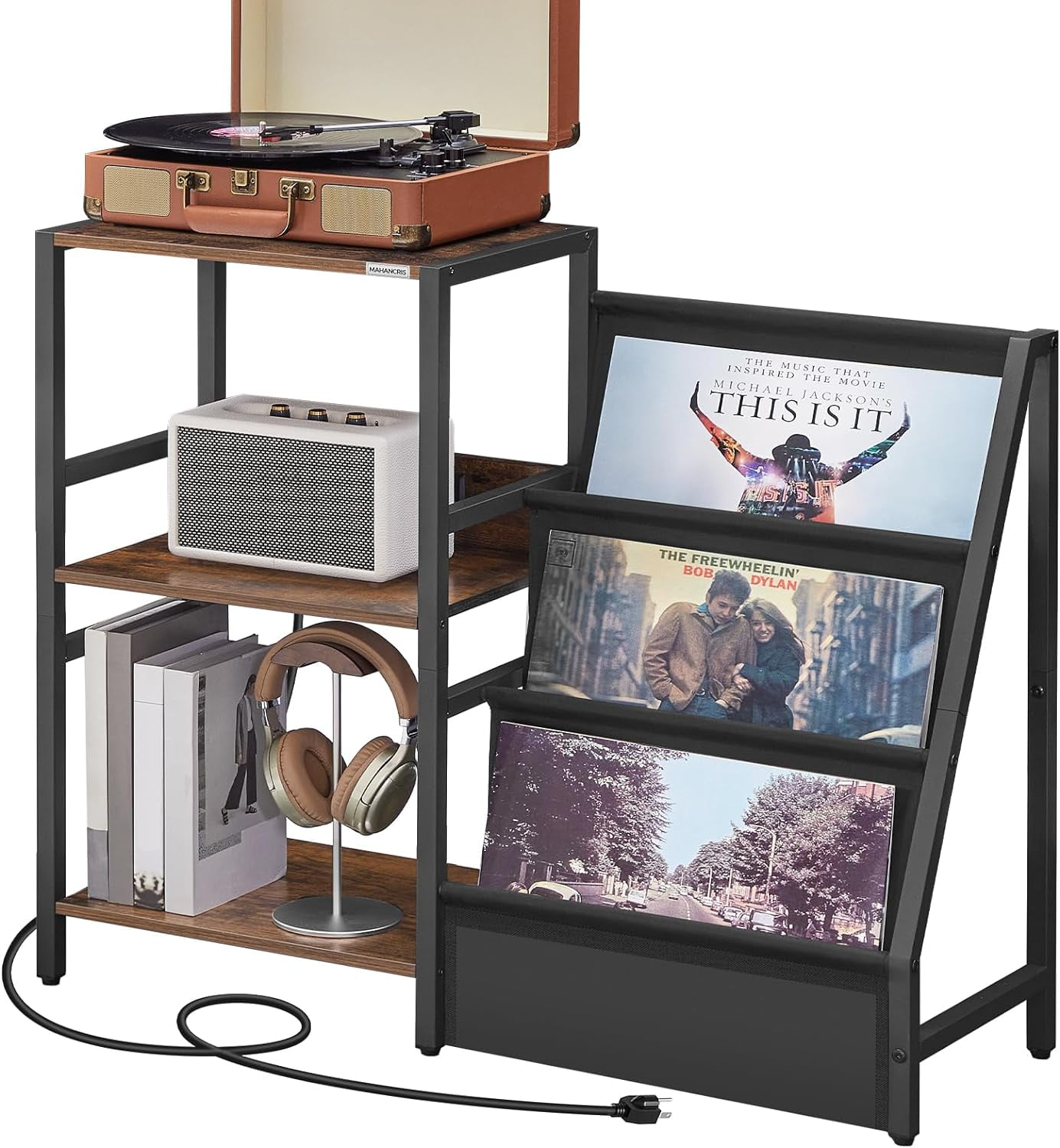 Record Player Stand, Turntable Stand with Vinyl Storage, 3-Tier Record ...