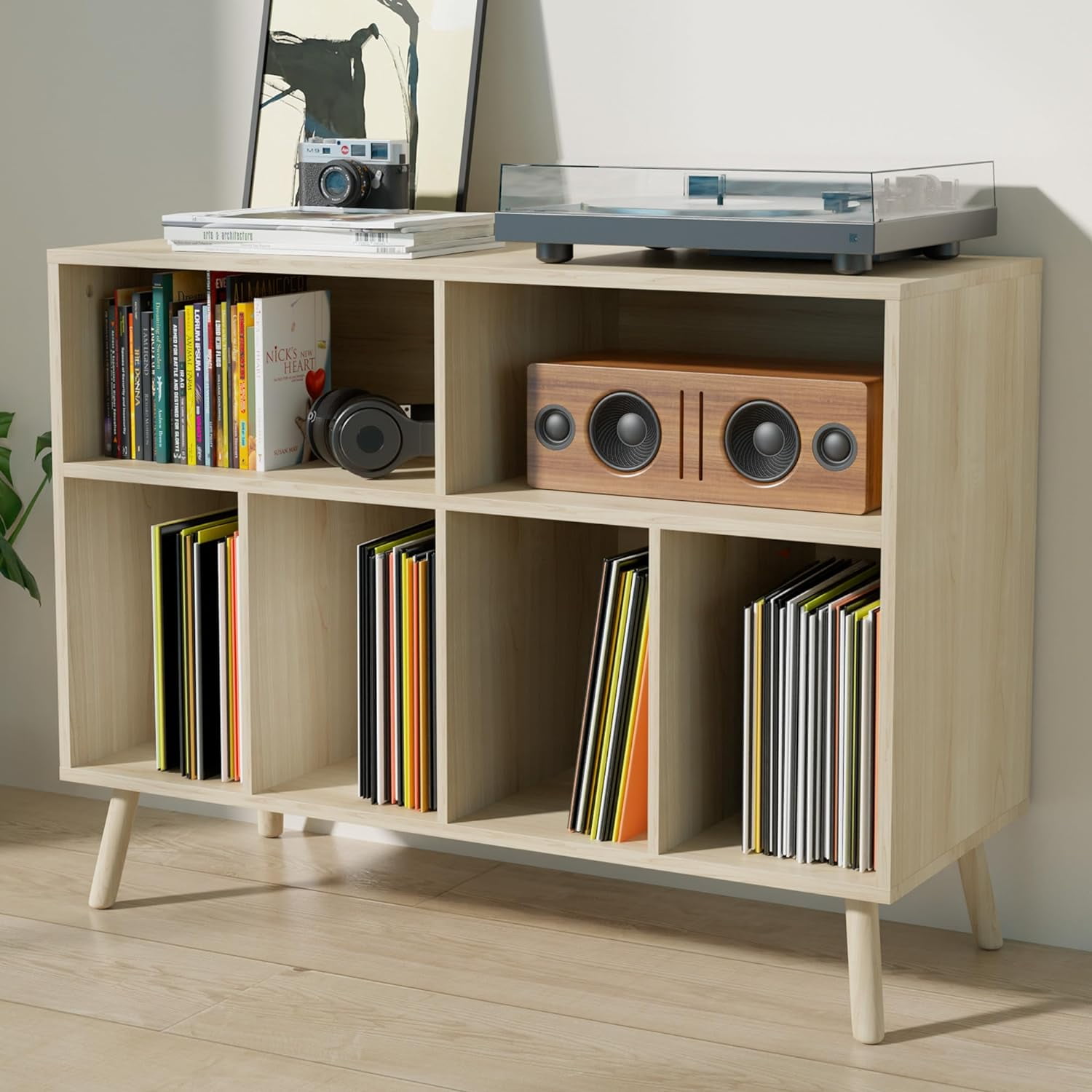 Record Player Stand, Turntables Stand with Vinyl Record Storage Holds ...