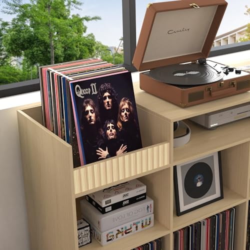 Record Player Stand, Vinyl Record Player Shelf with Charging Station ...