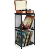 Record Player Stand Vinyl Record Storage Holder End Table, Black ...