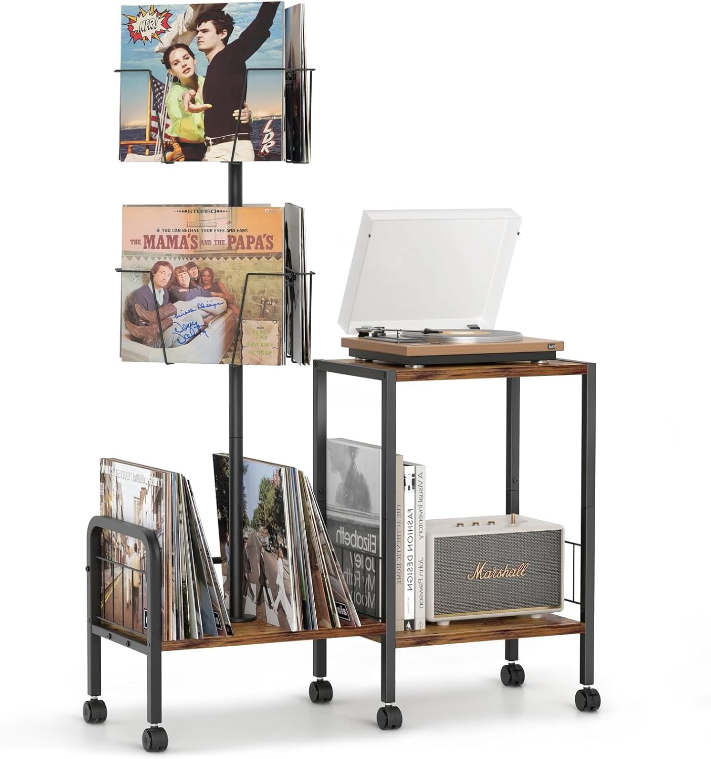 Record Player Stand, Vinyl Record Storage Rotating, Record Player Table ...