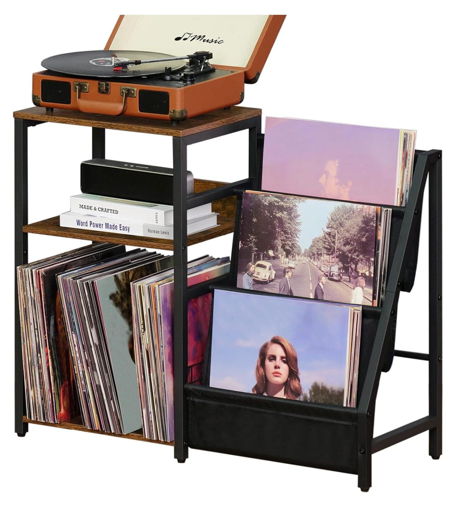 Record Player Stand with Vinyl Storage, 3 Tier Turntable Stand with ...