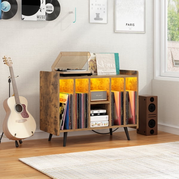 Record Player Stand, Vinyl Record Storage Cabinet, Turntable Stand with ...