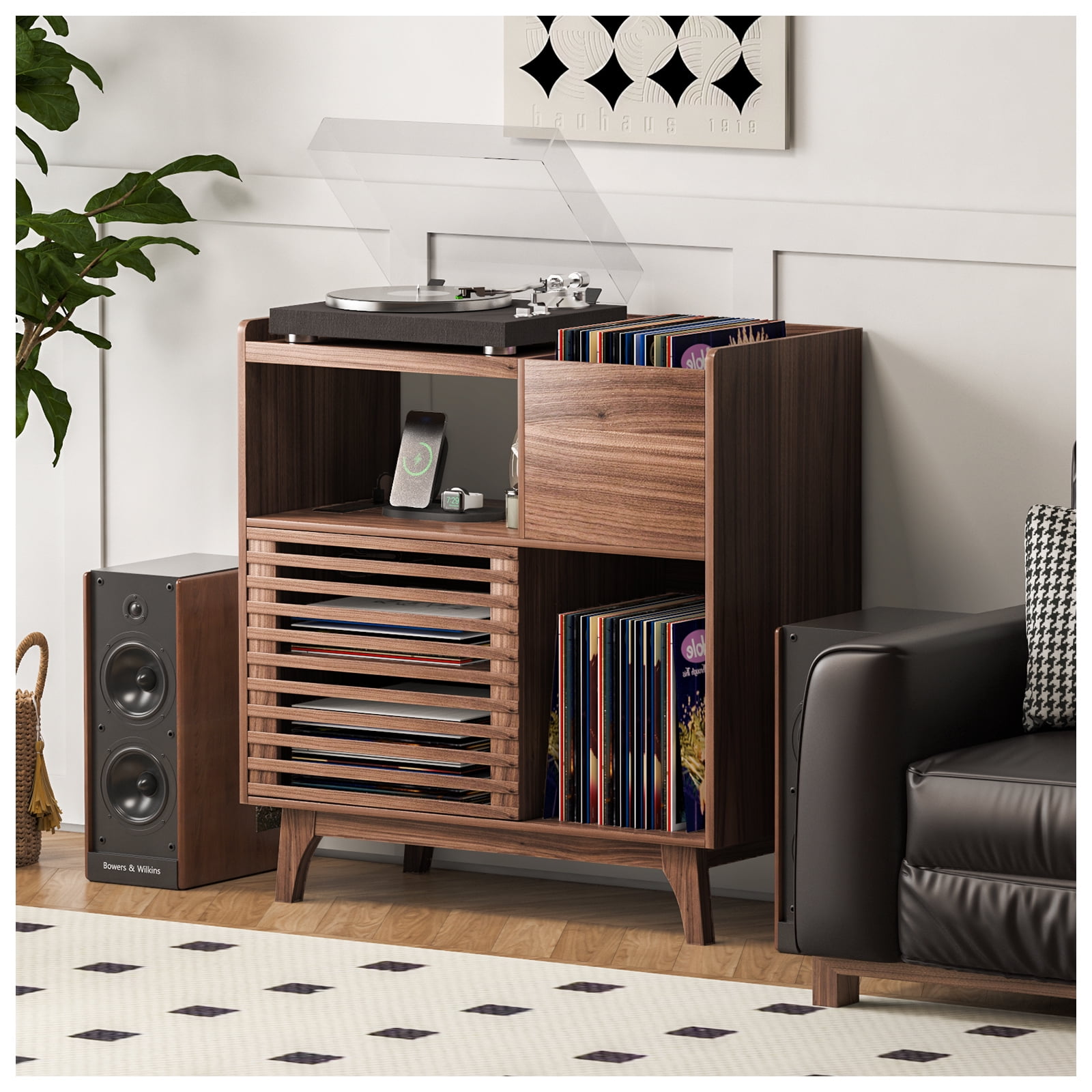 Record Player Stand with Vinyl Storage and Charging Philippines | Ubuy