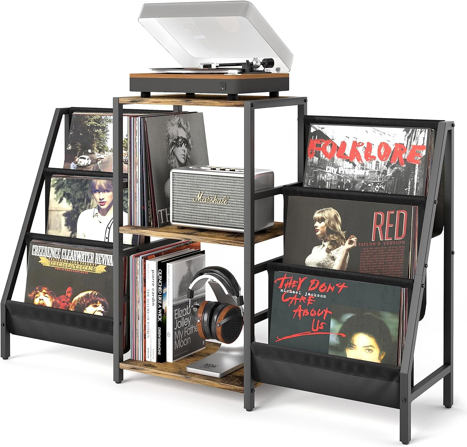 Record Player Stand with Vinyl Storage, Record Player Table with Record ...